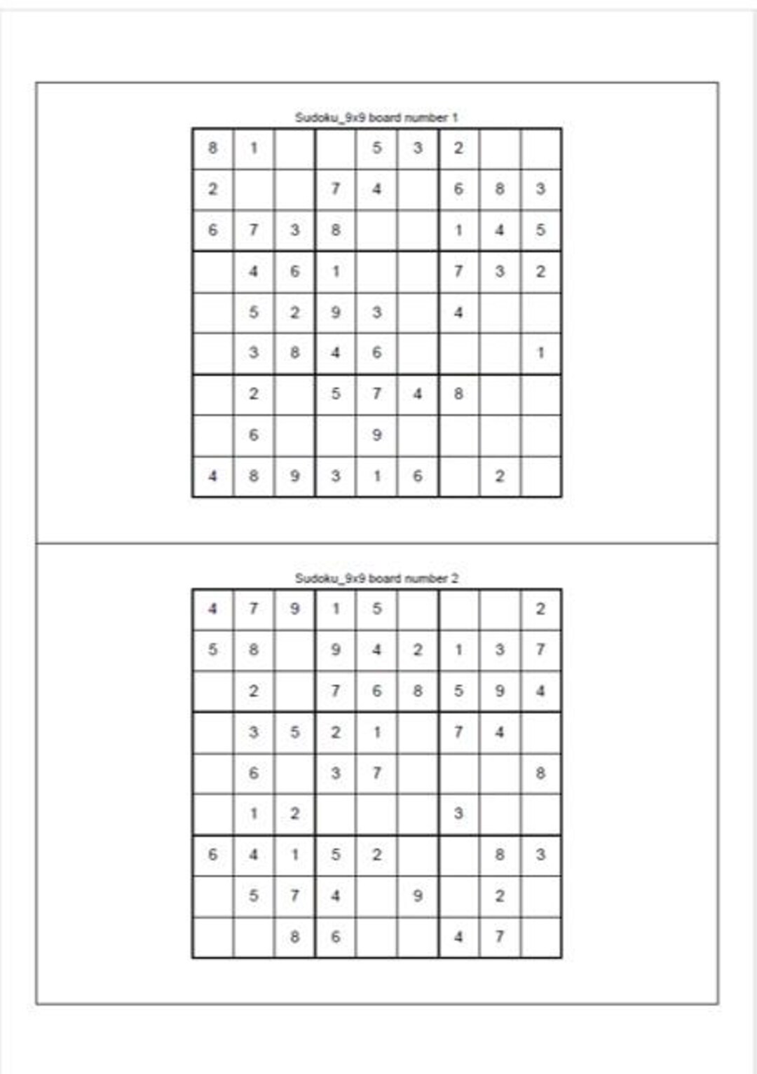 10 Easy Sudoku 9x9 Board Puzzle. Printable Pdf File, With Solutions ...