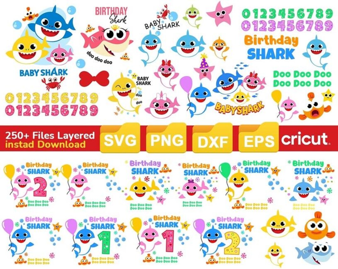 Baby Shark Bundle Png Files, Baby Shark Birthday Clipart, Baby Shark ...