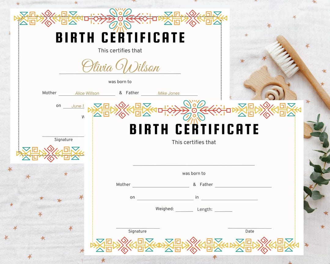 Birth Certificate Template, Editable Certificate, Birth Announcement ...