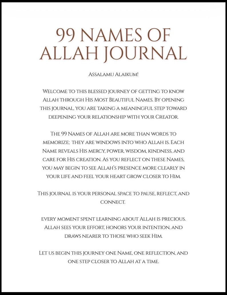 99 Names of Allah Journal: Reflection and Spiritual Connection Notebook ...