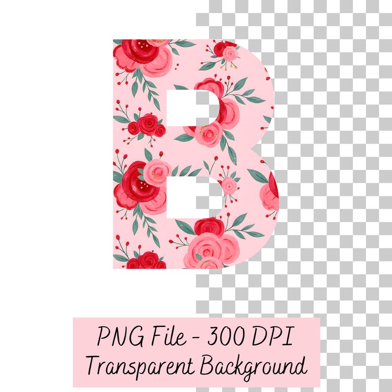 Valentine Alphabet A–Z PNG | Floral Love Letters | Romantic Pink Flower ...