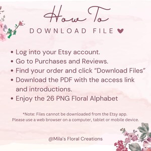 Pink Green Floral Alphabet PNG A-Z | Hand-drawn Flower Letters ...
