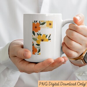 Floral Alphabet PNG A-Z | Orange & Yellow Flowers | Retro Style Digital ...