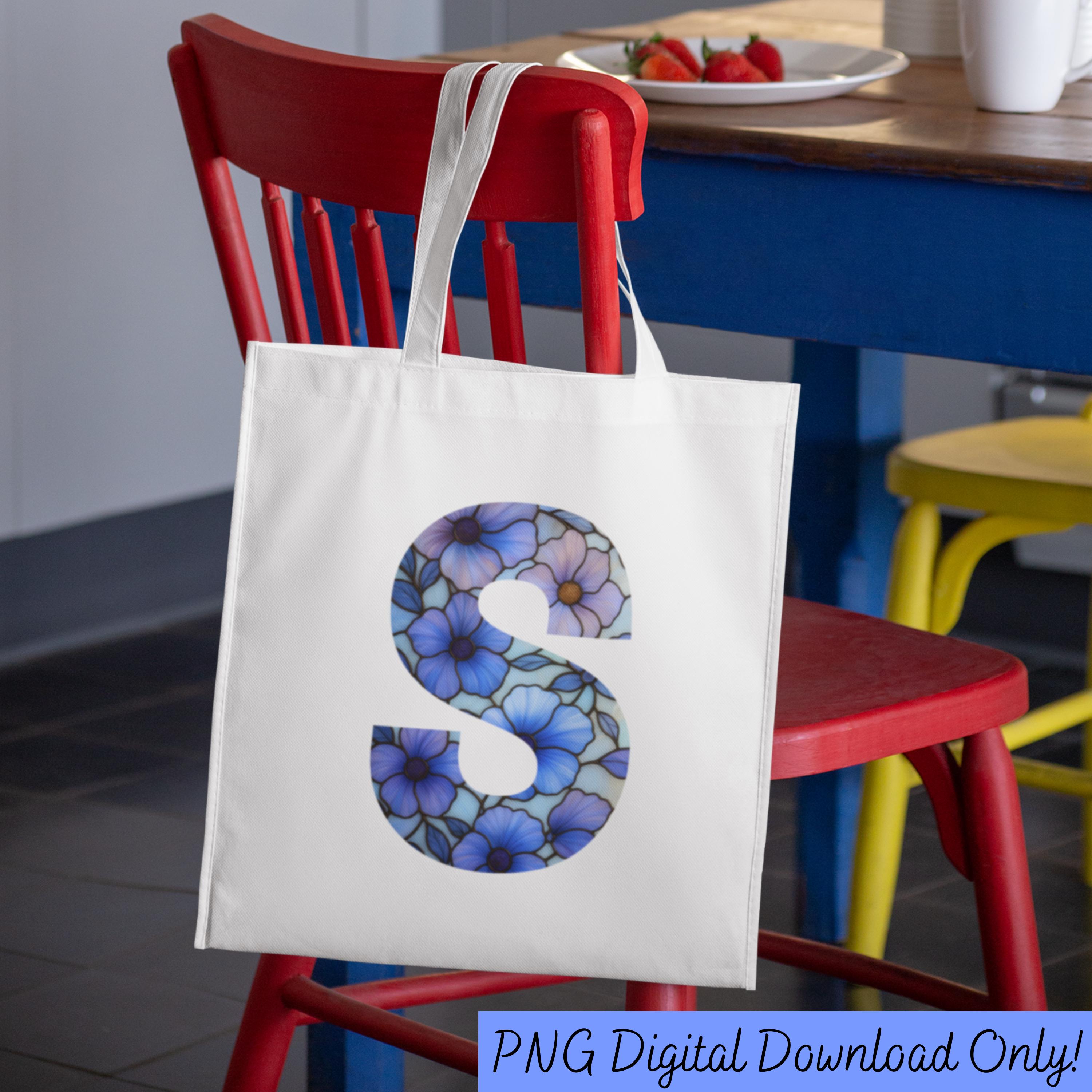 Floral Alphabet Letters A-Z PNG | Stained Glass Blue Purple Monogram ...