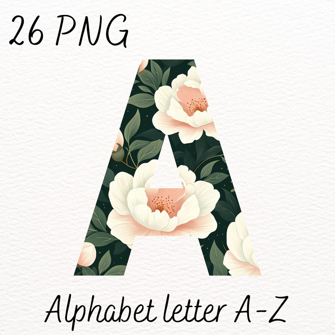 Floral Alphabet PNG Set L 26 Cottagecore Letters A-Z Clipart L ...