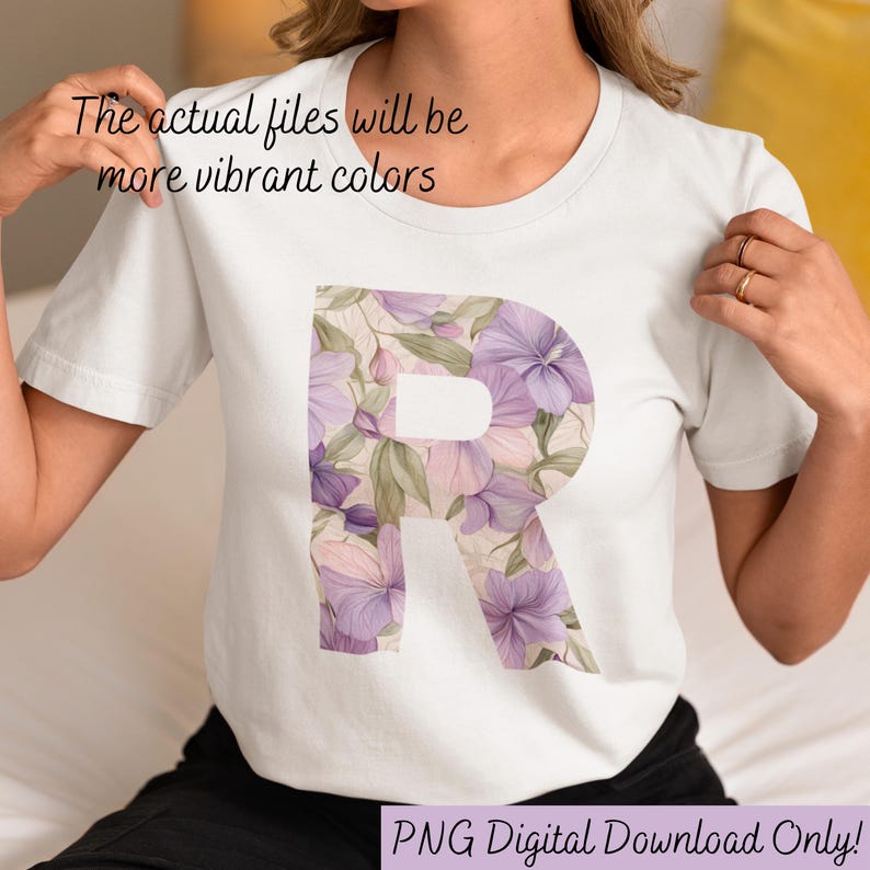 Watercolor Floral Alphabet PNG: Purple Pastel Letters (digital Download ...