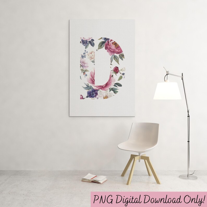 Watercolor Peonies & Wildflower Alphabet PNG | A-Z Letters | Digital ...