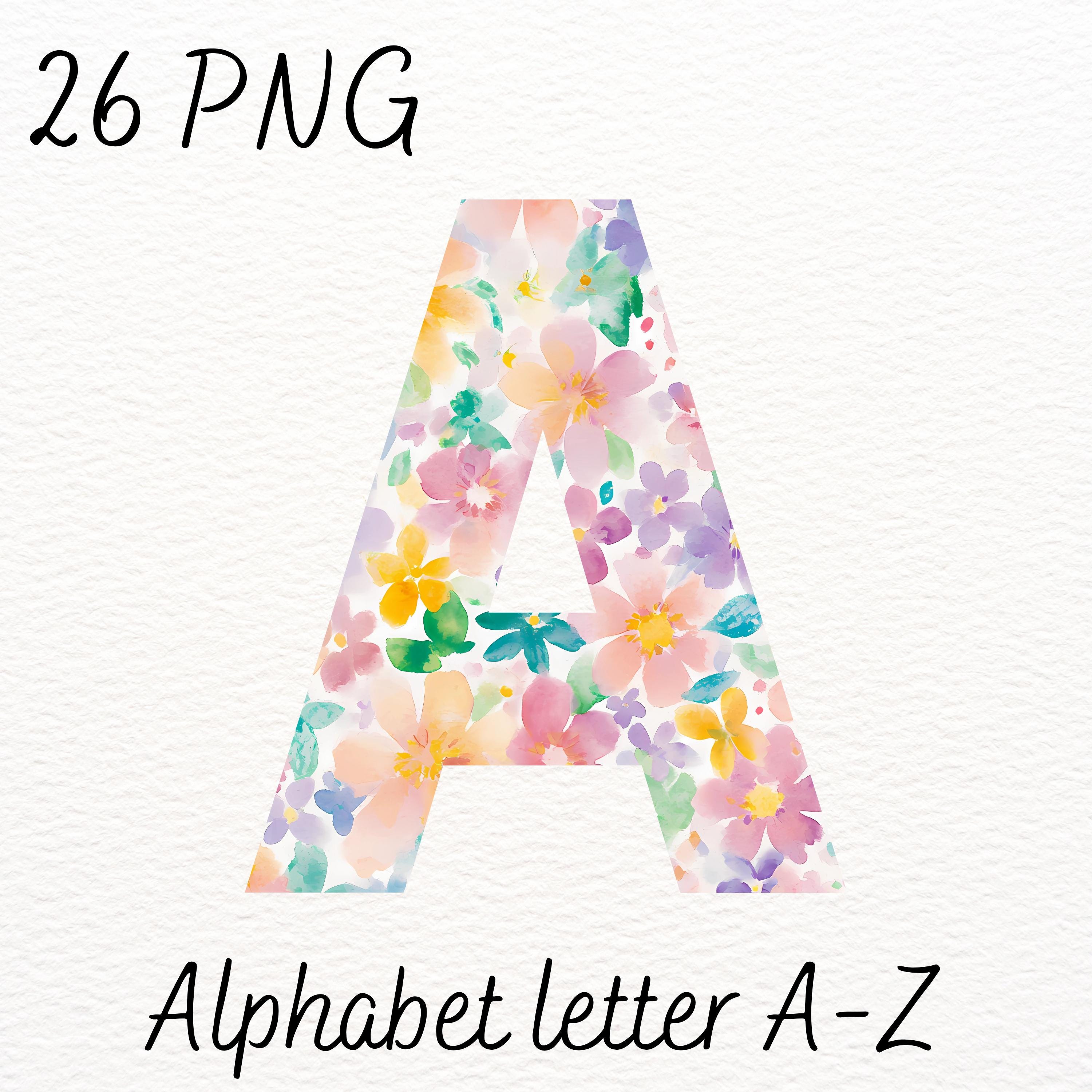 Watercolor Floral Alphabet PNG: Transparent Letters (digital Download ...