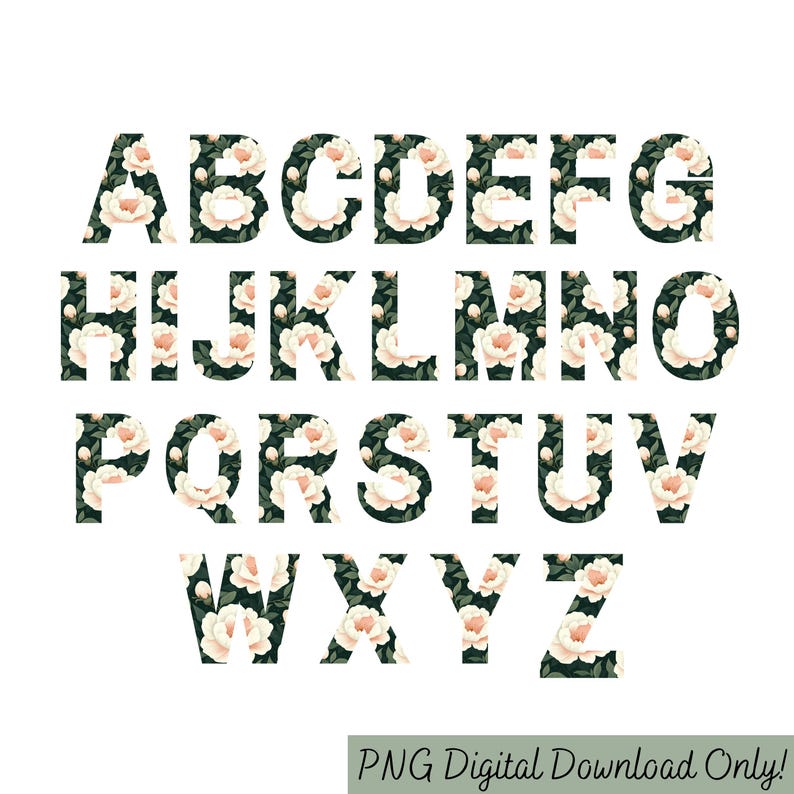 Floral Alphabet PNG Set L 26 Cottagecore Letters A-Z Clipart L ...
