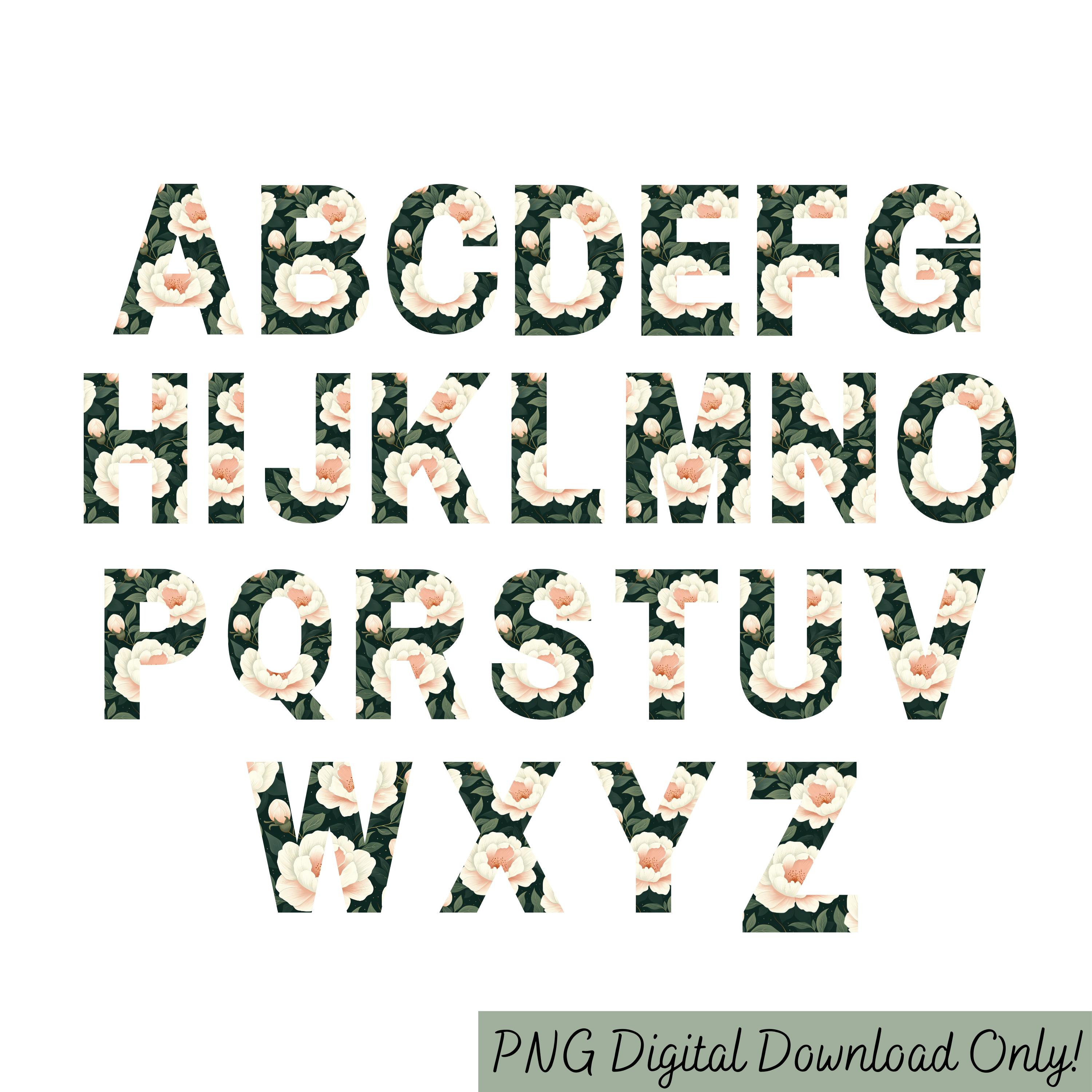 Floral Alphabet PNG Set L 26 Cottagecore Letters A-Z Clipart L ...