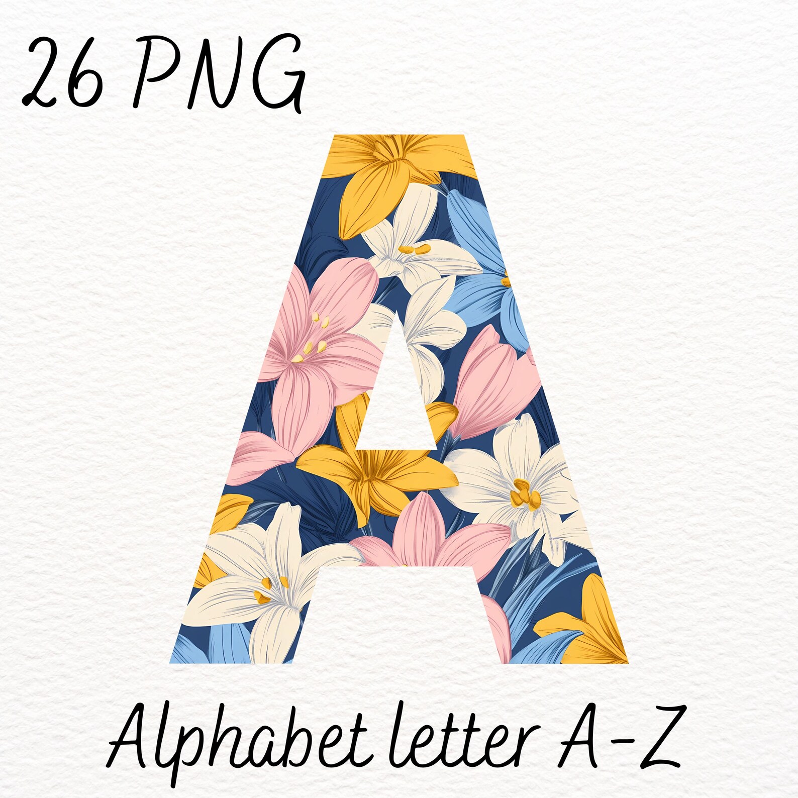 Floral Alphabet A-Z PNG | Vintage Lily Letters | Pastel Pink Yellow ...