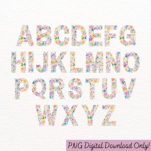 Watercolor Floral Alphabet A-Z PNG | Digital Download Letters ...