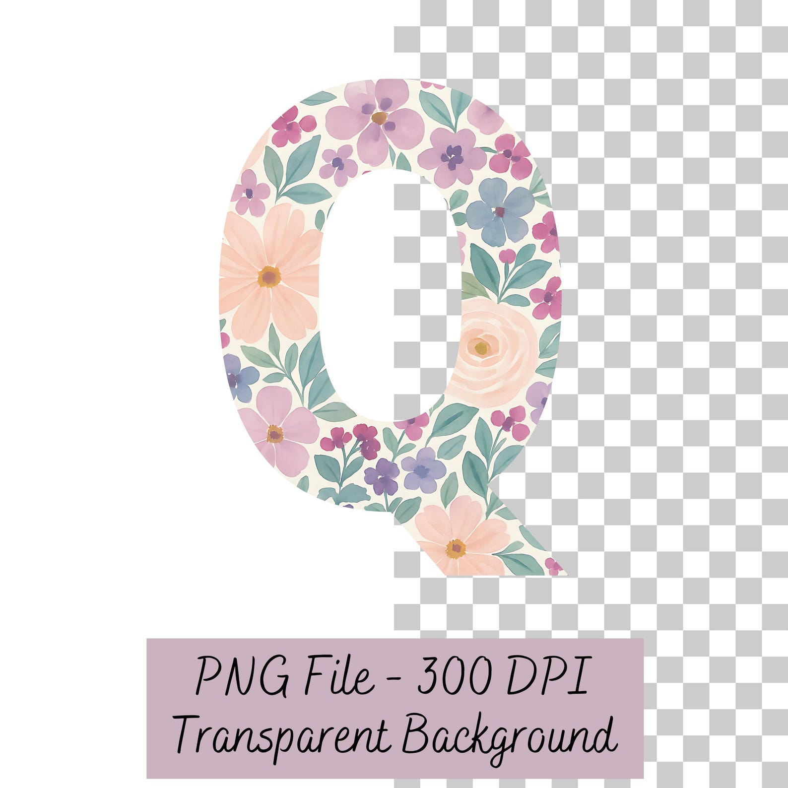 Watercolor Floral Alphabet PNG: Pastel Flower Font (digital Download ...
