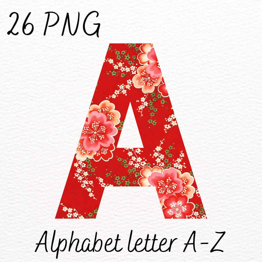 Chinese New Year Alphabet A–Z PNG | Red Asian Style Floral Letters ...