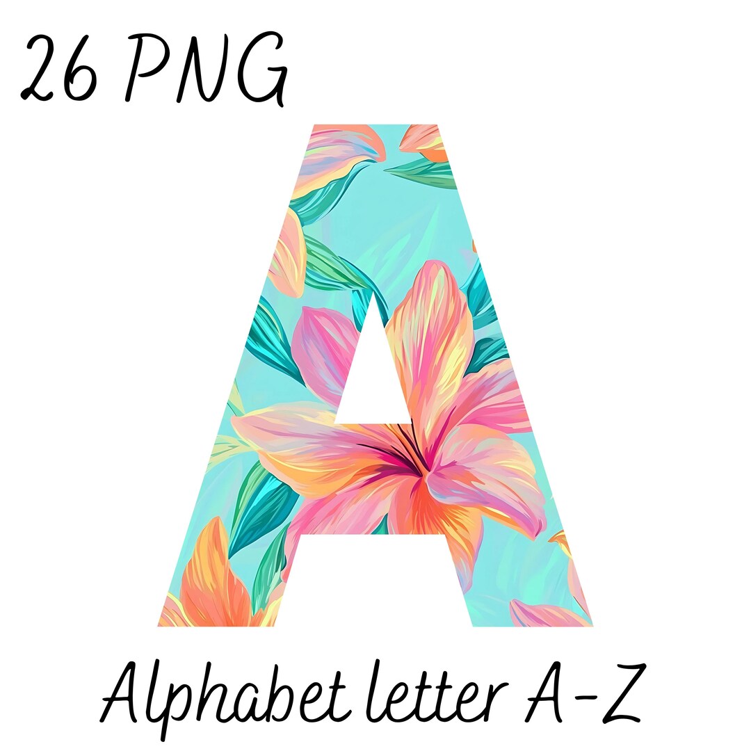 Lily Floral Alphabet PNG A-Z, Watercolor Flower Letters, Digital ...