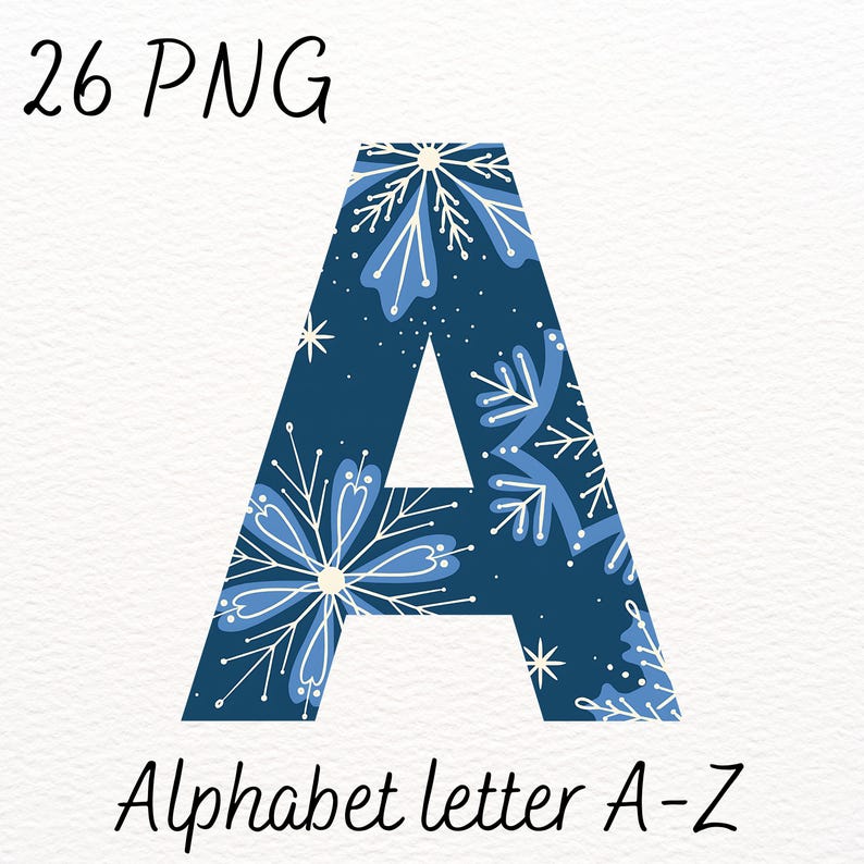 Snowflake Alphabet PNG - Icy Blue Winter Letters (digital Download) - Etsy