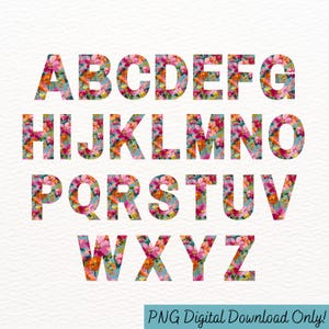 Colorful Floral Alphabet PNG A-Z | Bold Oil Painting Flower Letters ...