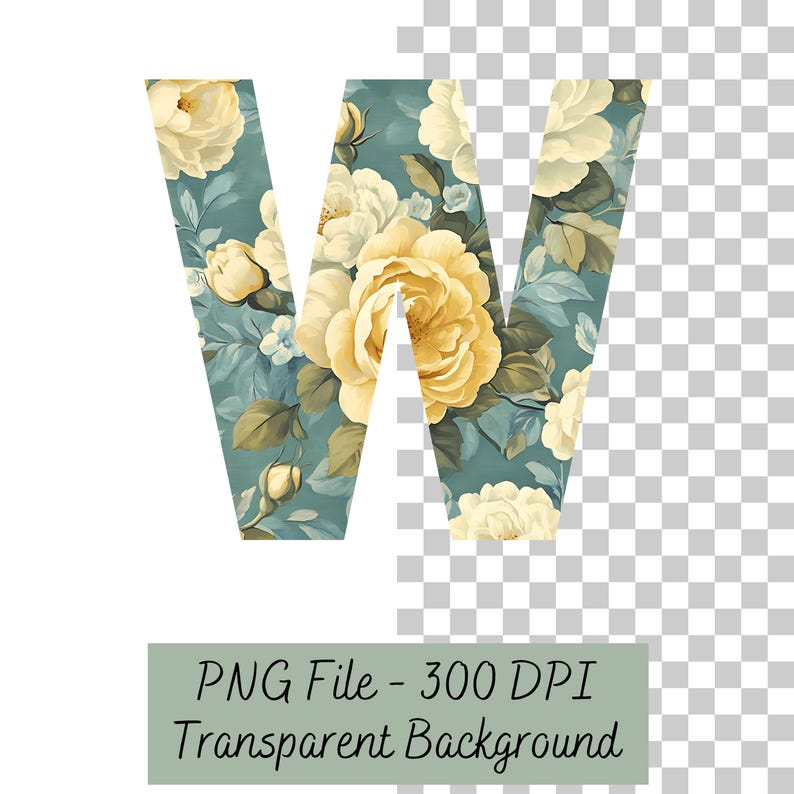 Vintage Yellow Rose Alphabet: Watercolor Floral Letters (PNG Digital ...