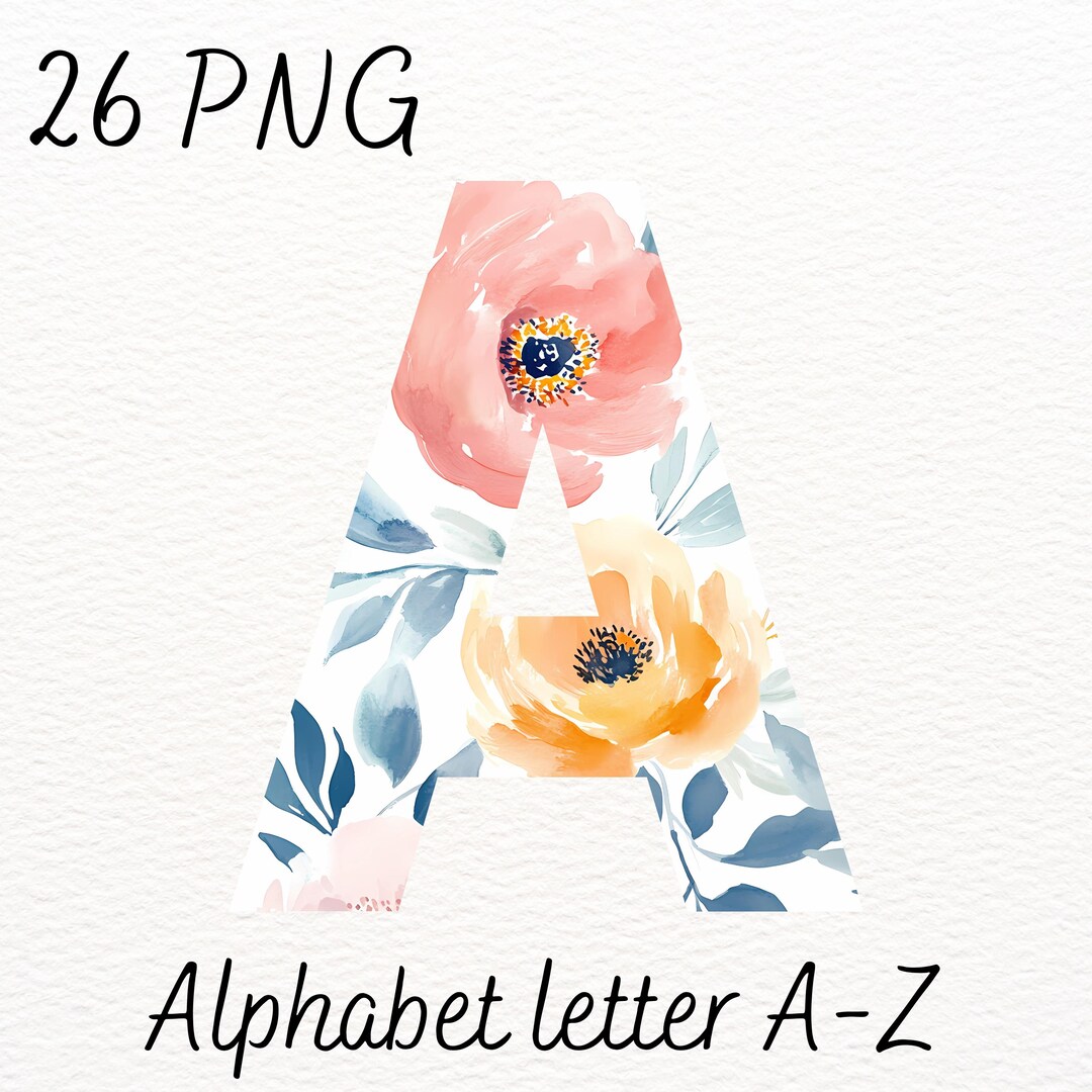 Peonies and Wildflowers Letters | Hand-painted Floral Font for ...
