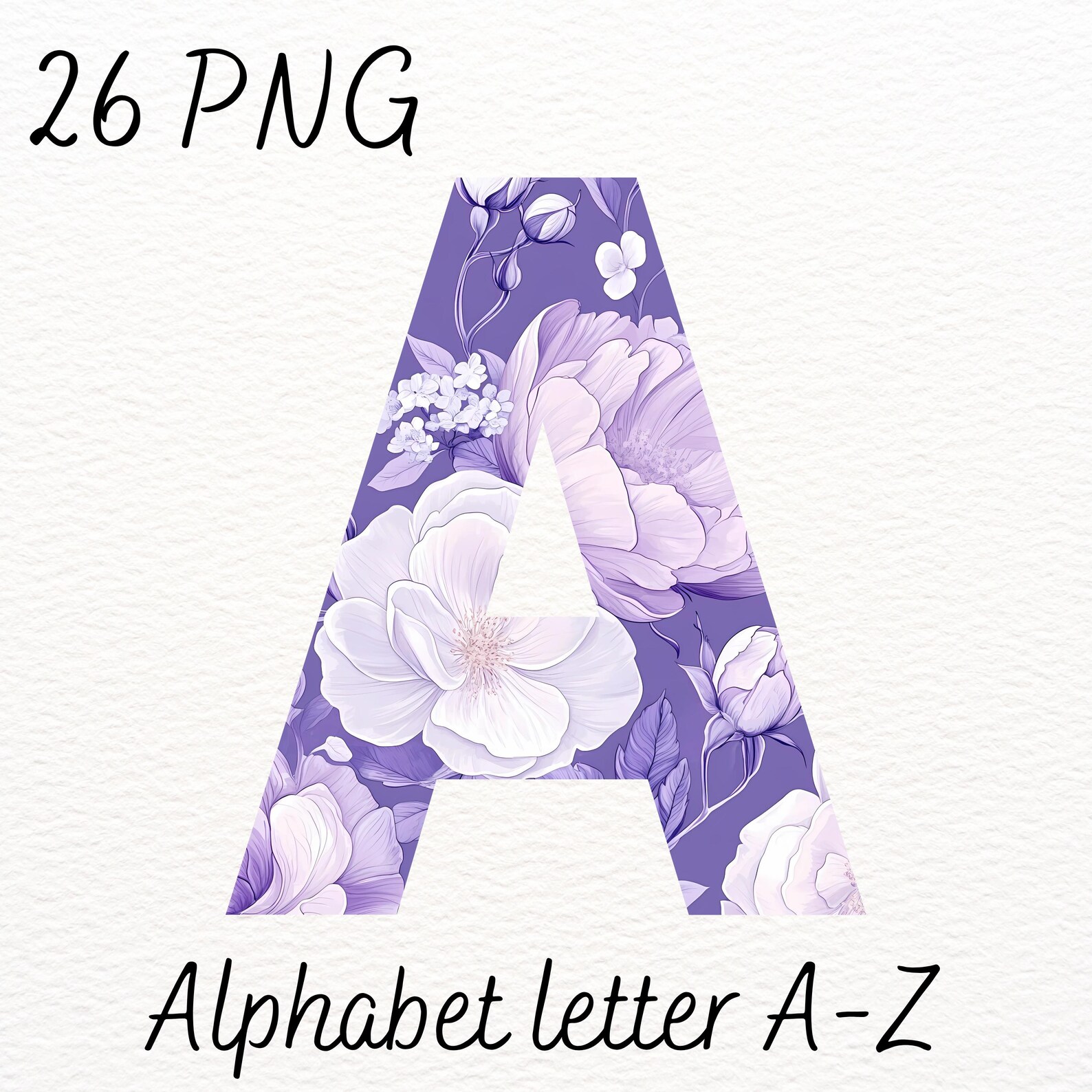 Watercolor Floral Alphabet PNG: Lavender Lilac Letters (digital ...