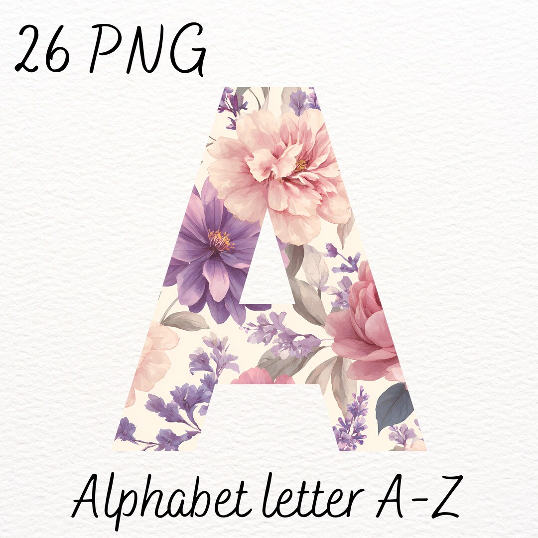 Pastel Floral Alphabet PNG A-Z | Watercolor Flower Letters | Romantic ...