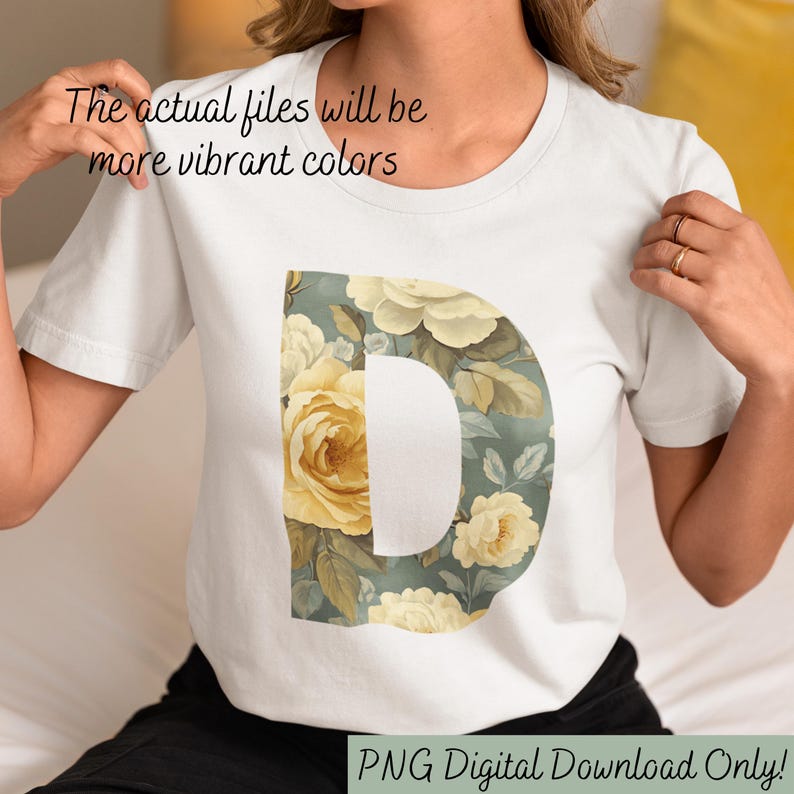 Vintage Yellow Rose Alphabet: Watercolor Floral Letters (PNG Digital ...