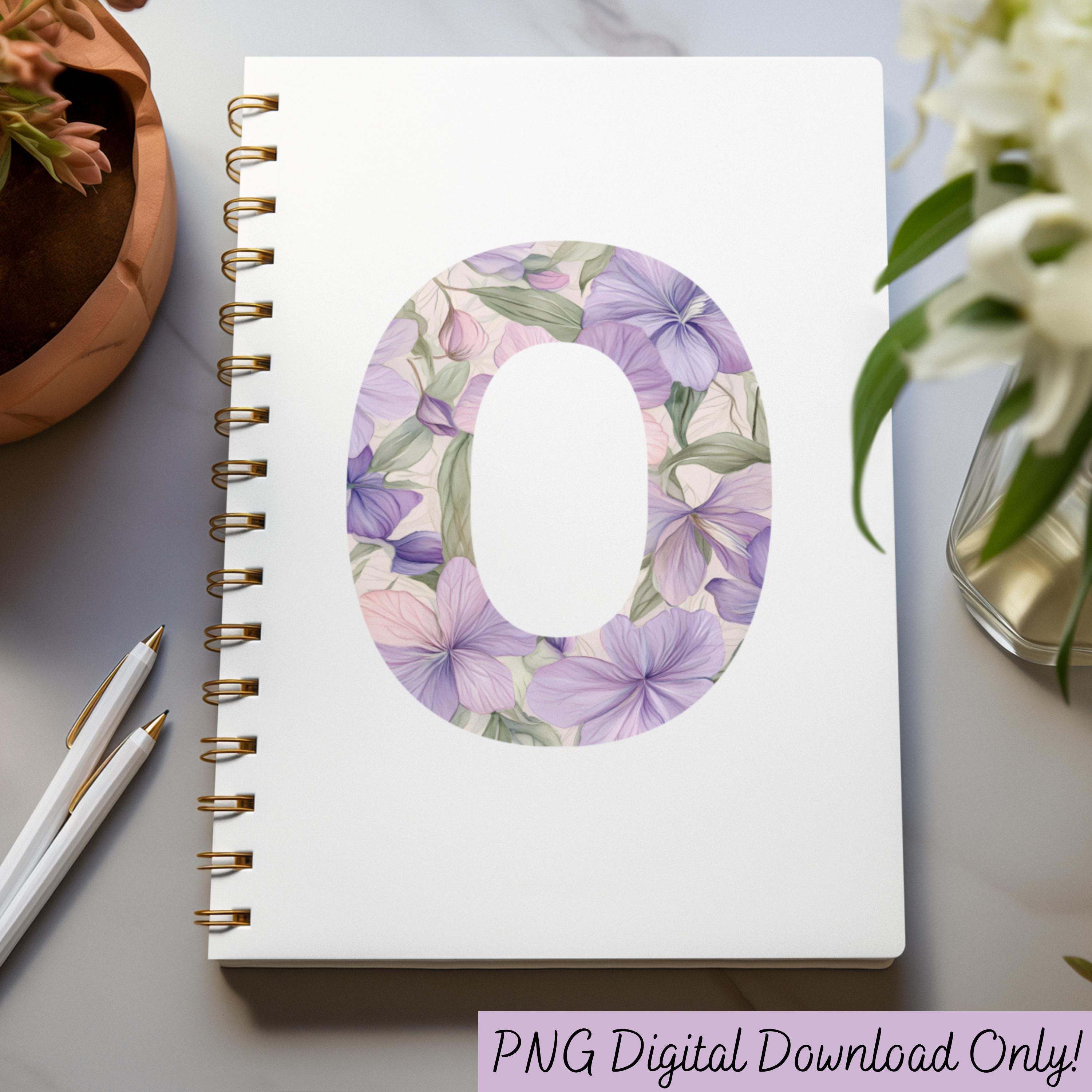 Watercolor Floral Alphabet PNG: Purple Pastel Letters (digital Download ...