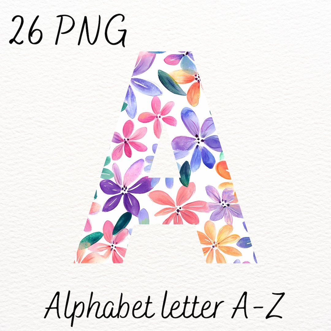 Watercolor Floral Alphabet PNG A-Z | Transparent Letters for ...