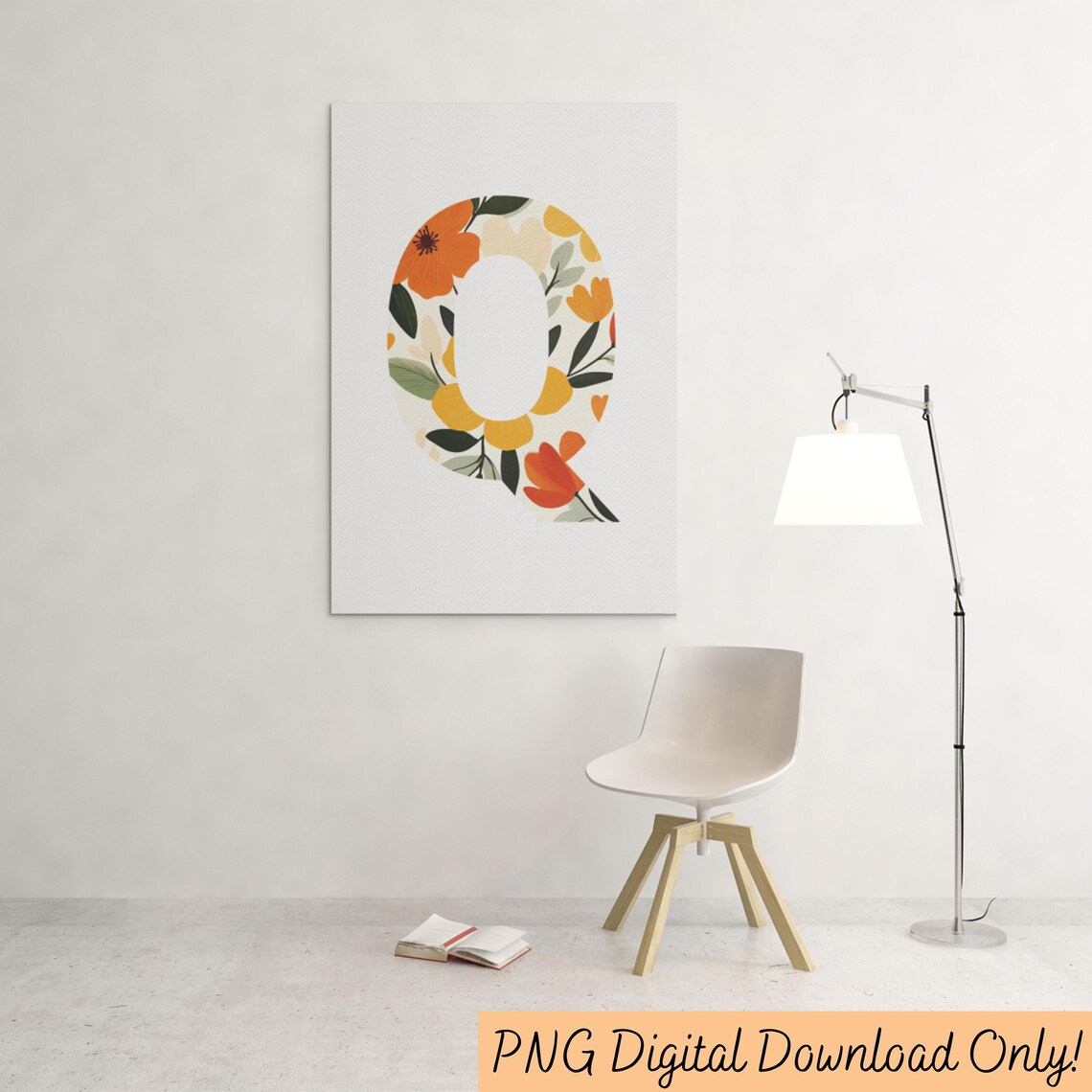 Floral Alphabet PNG A-Z | Orange & Yellow Flowers | Retro Style Digital ...