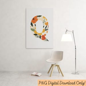 Floral Alphabet PNG A-Z | Orange & Yellow Flowers | Retro Style Digital ...