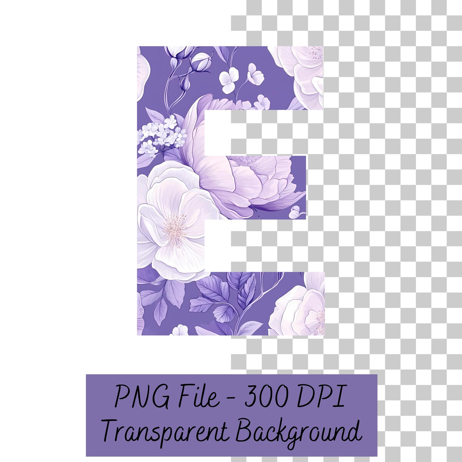 Watercolor Floral Alphabet PNG: Lavender Lilac Letters (digital ...