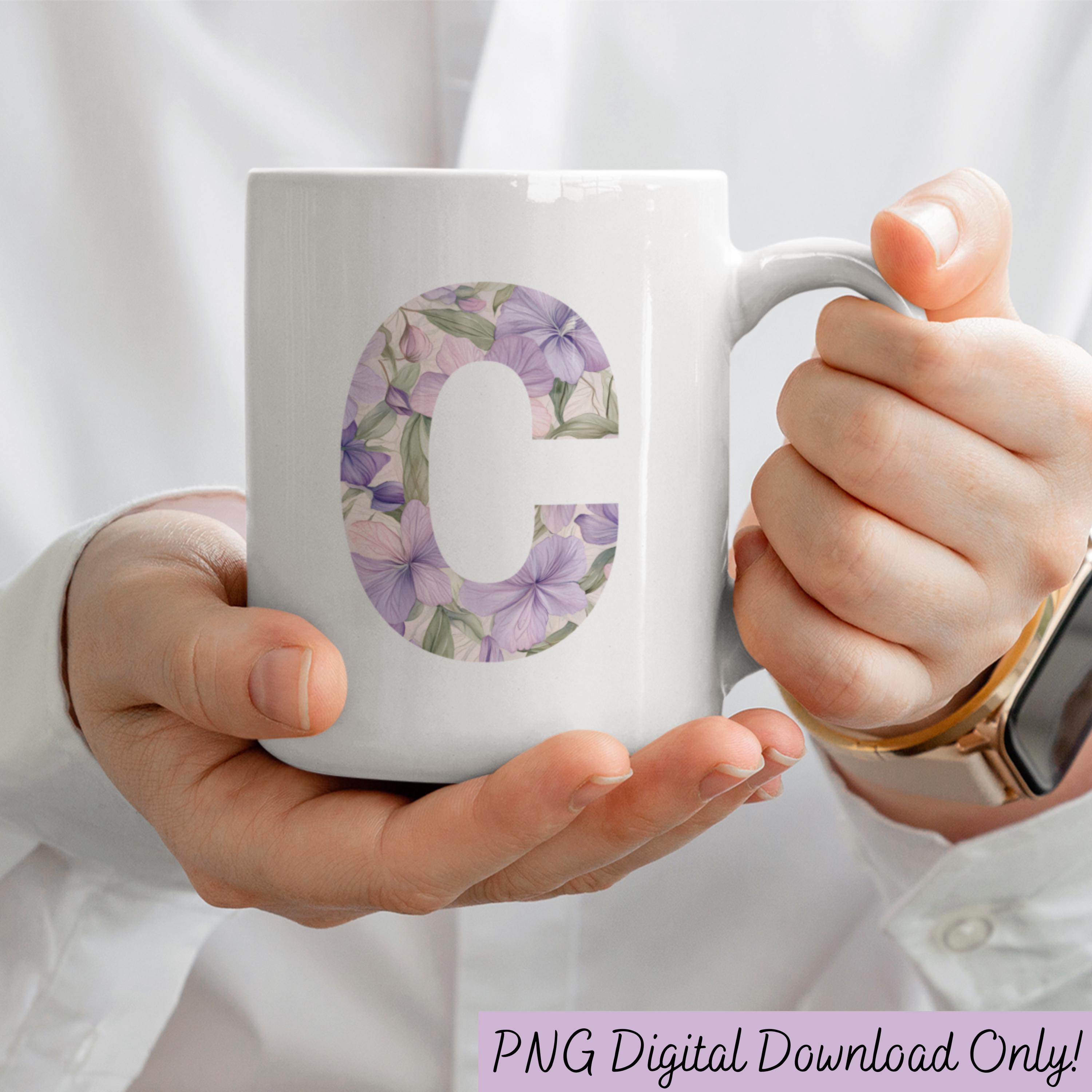 Watercolor Floral Alphabet PNG: Purple Pastel Letters (digital Download ...