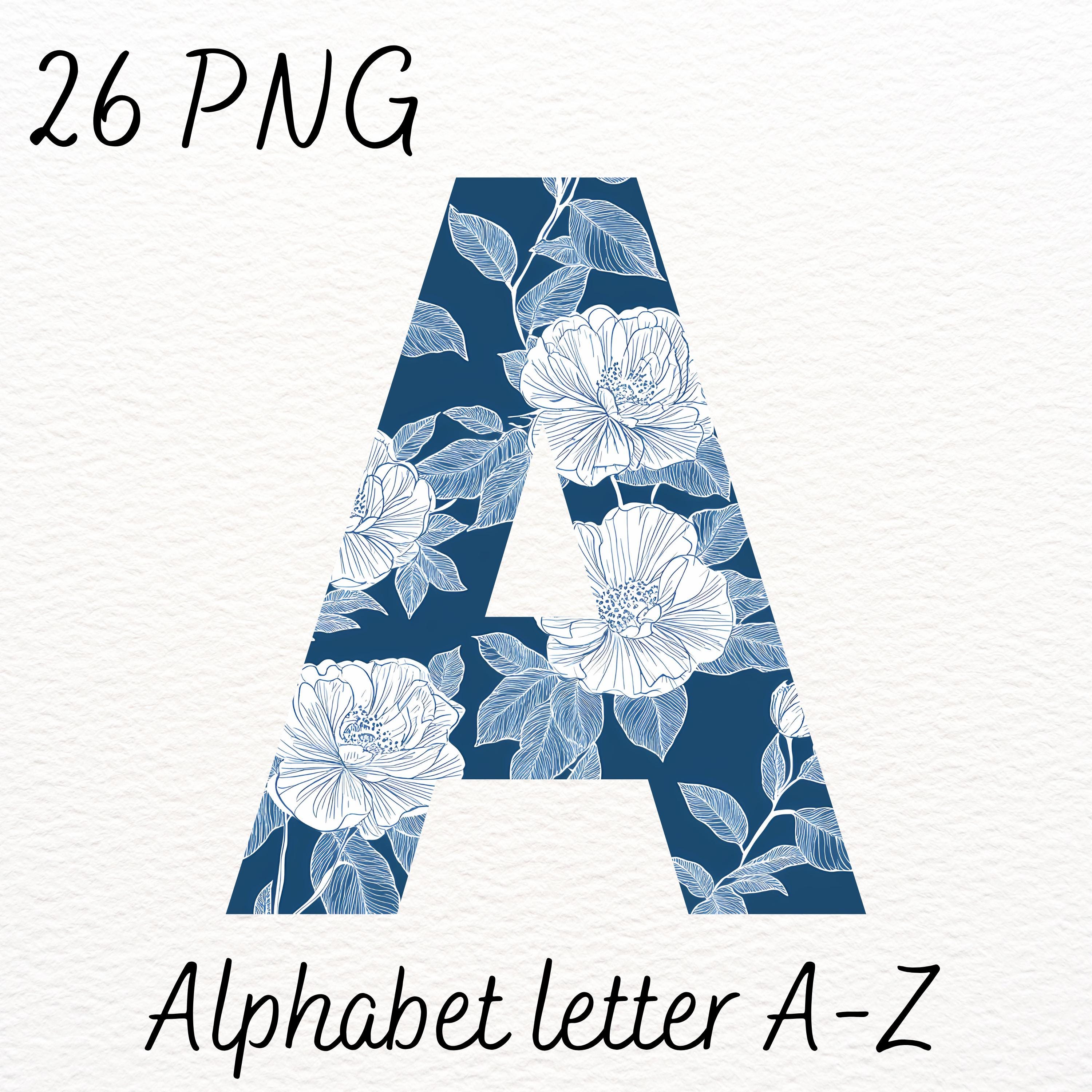 Floral Alphabet PNG: White Roses, Navy Blue (digital Download) - Etsy