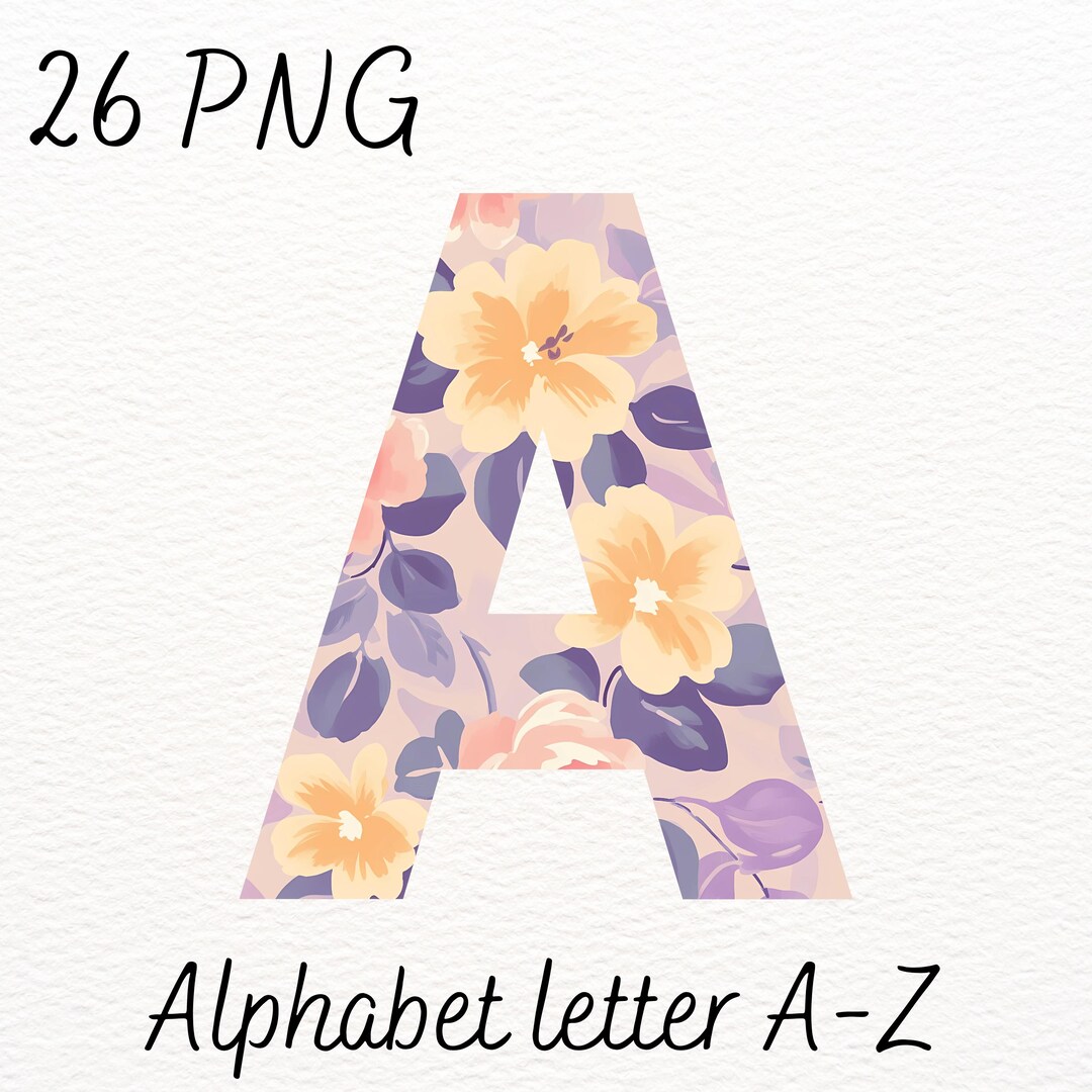 Pastel Floral Alphabet A-Z PNG | Vintage Pastel Letters With Lilac ...