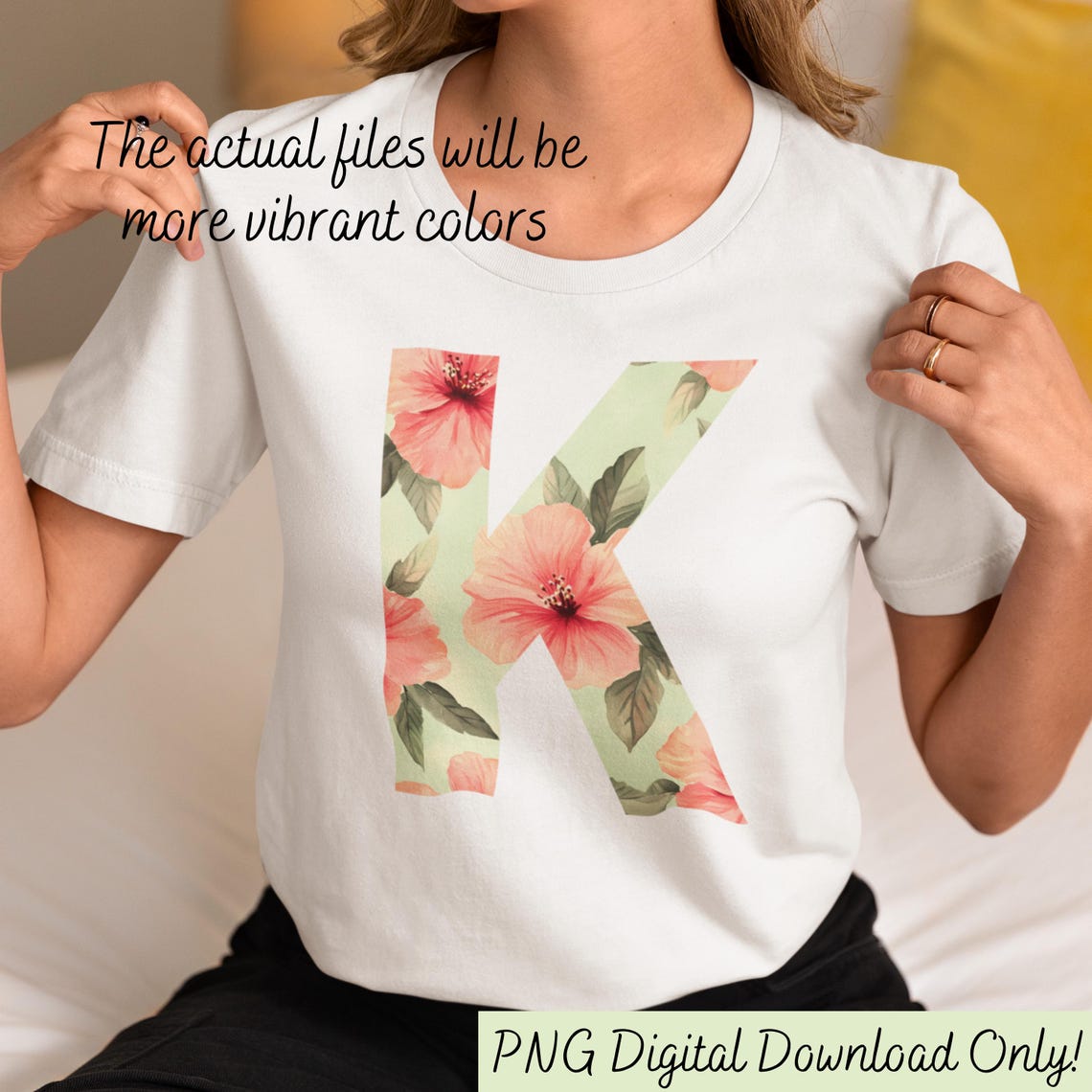 Watercolor Hibiscus Floral Alphabet: Pastel PNG Letters (digital ...