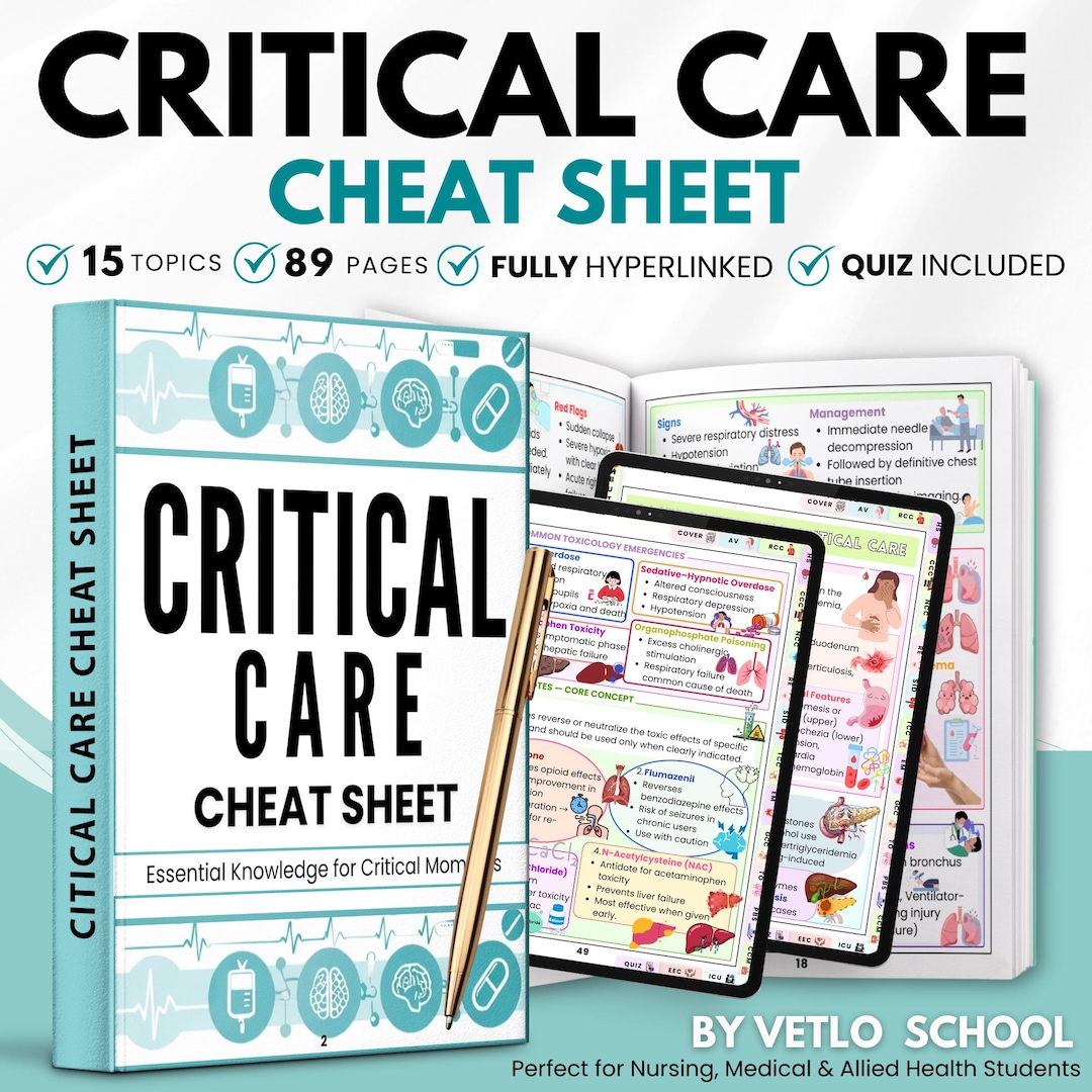 Critical Care Nursing Cheat Sheet | ICU Nursing Study Guide PDF | 80 ...