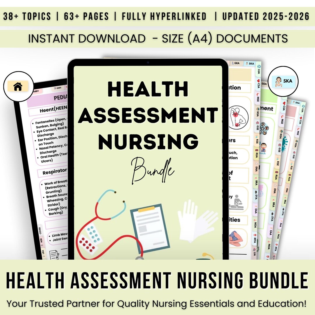 63+ Health Assessment Nursing Bundle Hyperlinked, Health Assessment ...