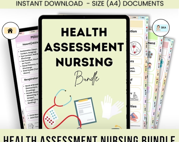 Health Assessment Nursing Bundle, Digital Nursing School Study Guide ...