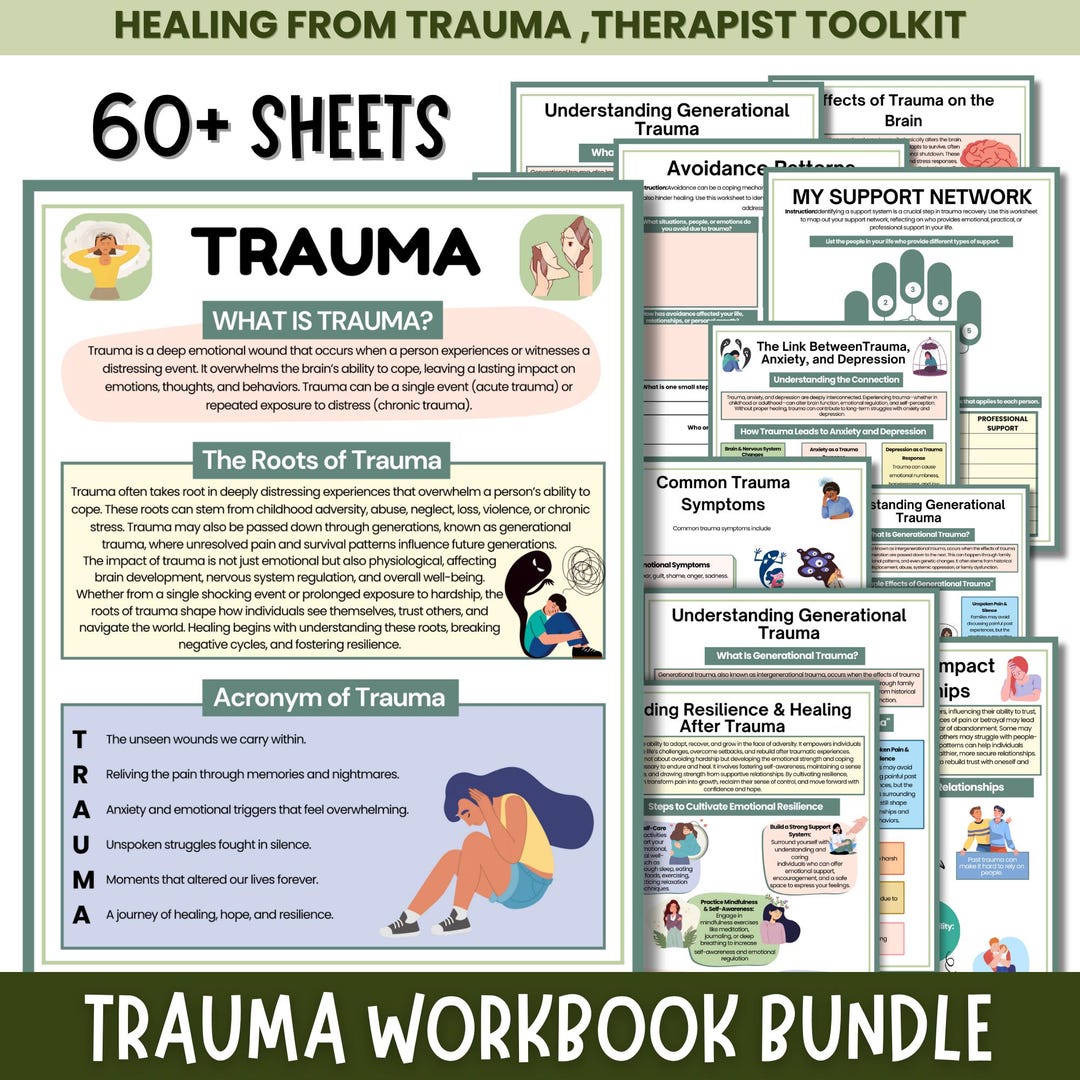 Trauma Workbook Bundle, 60+ Sheets, Self Healing Bundle, Trauma ...