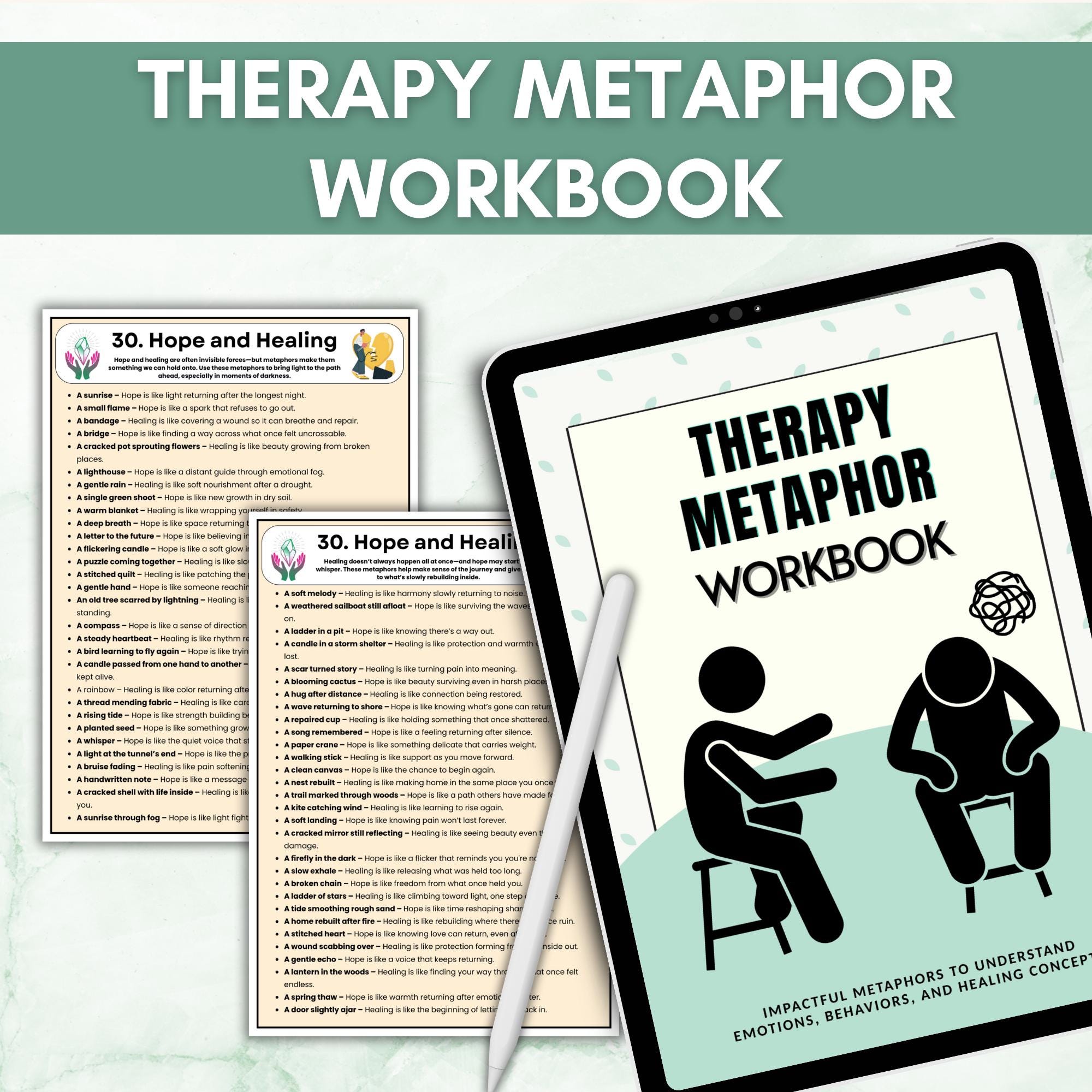Therapy Metaphor Worksheet Bundle, Counseling & Psychology Activities ...
