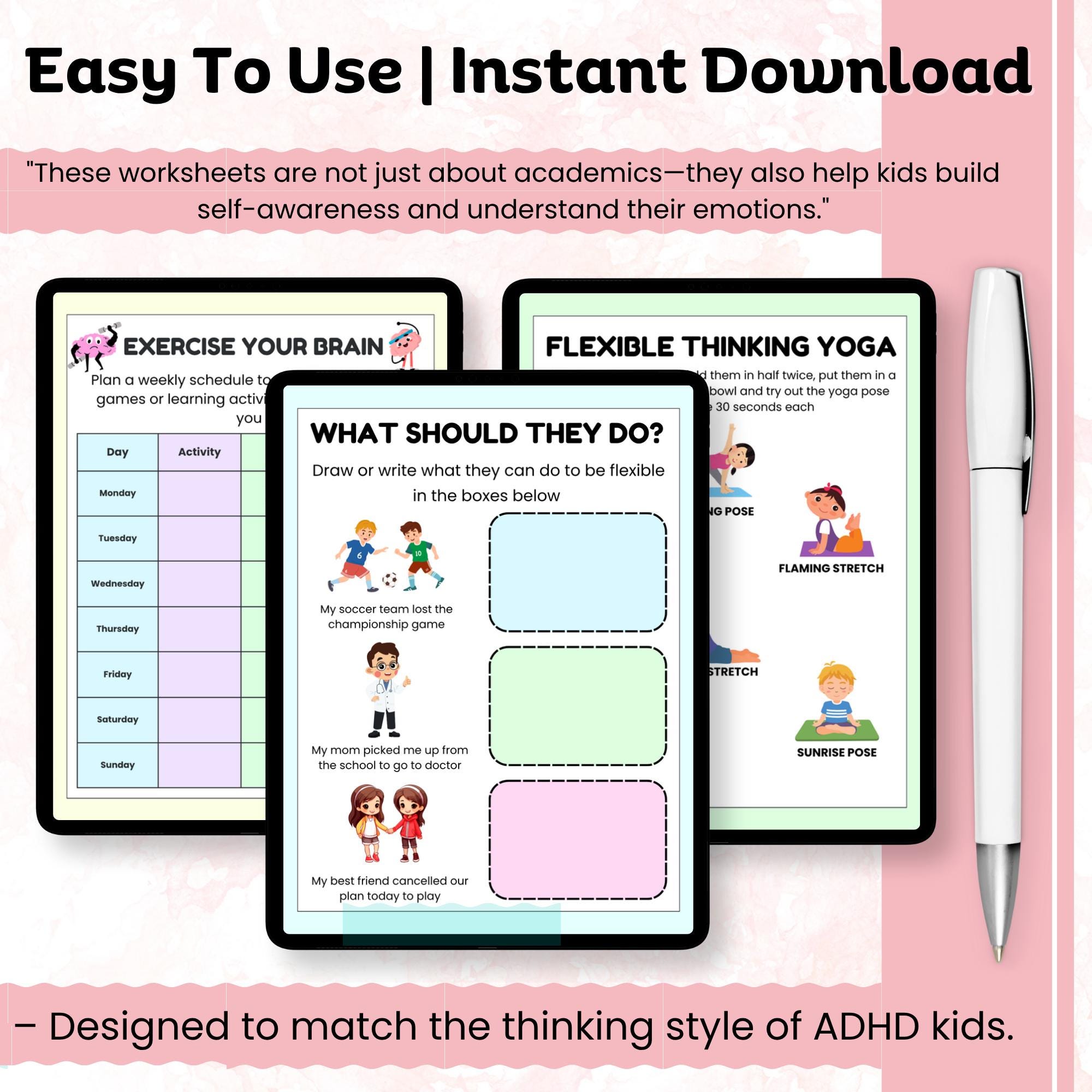 ADHD Worksheets for Kids: 200+ Page Activity Bundle (digital Download ...