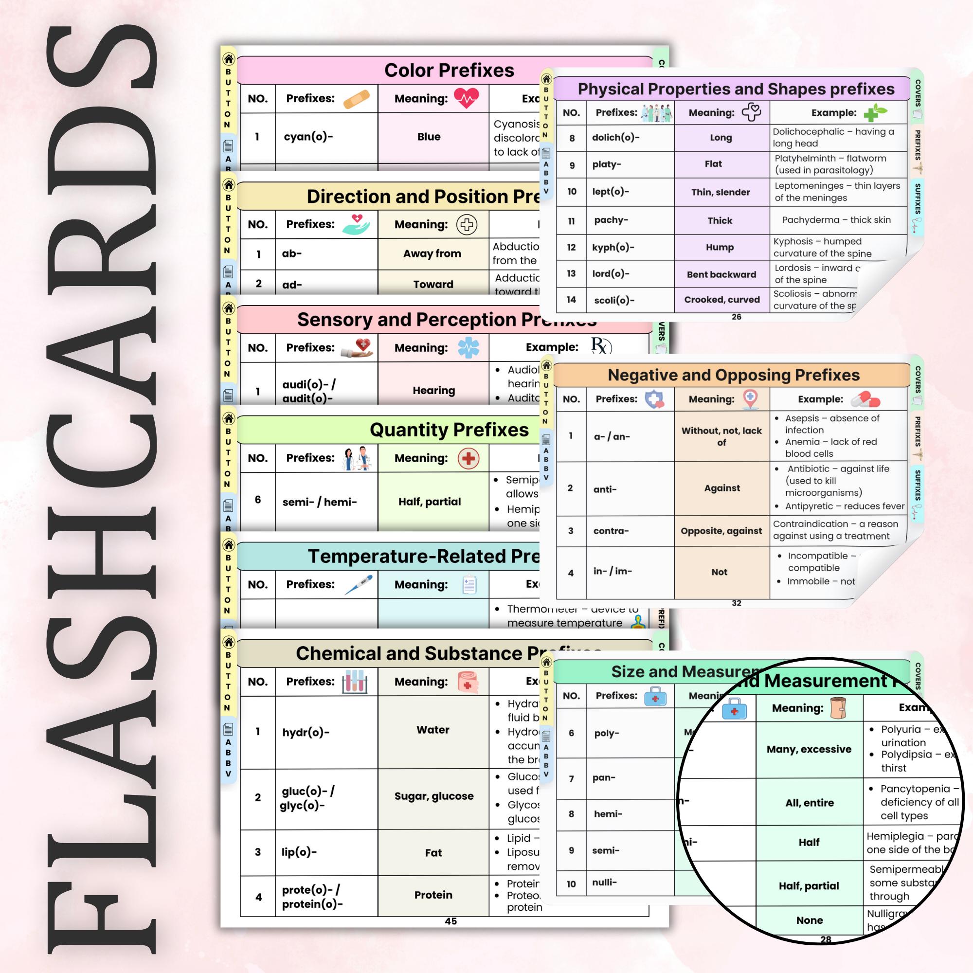 Medical Terminology Flashcards, Digital Nursing & Healthcare Study ...