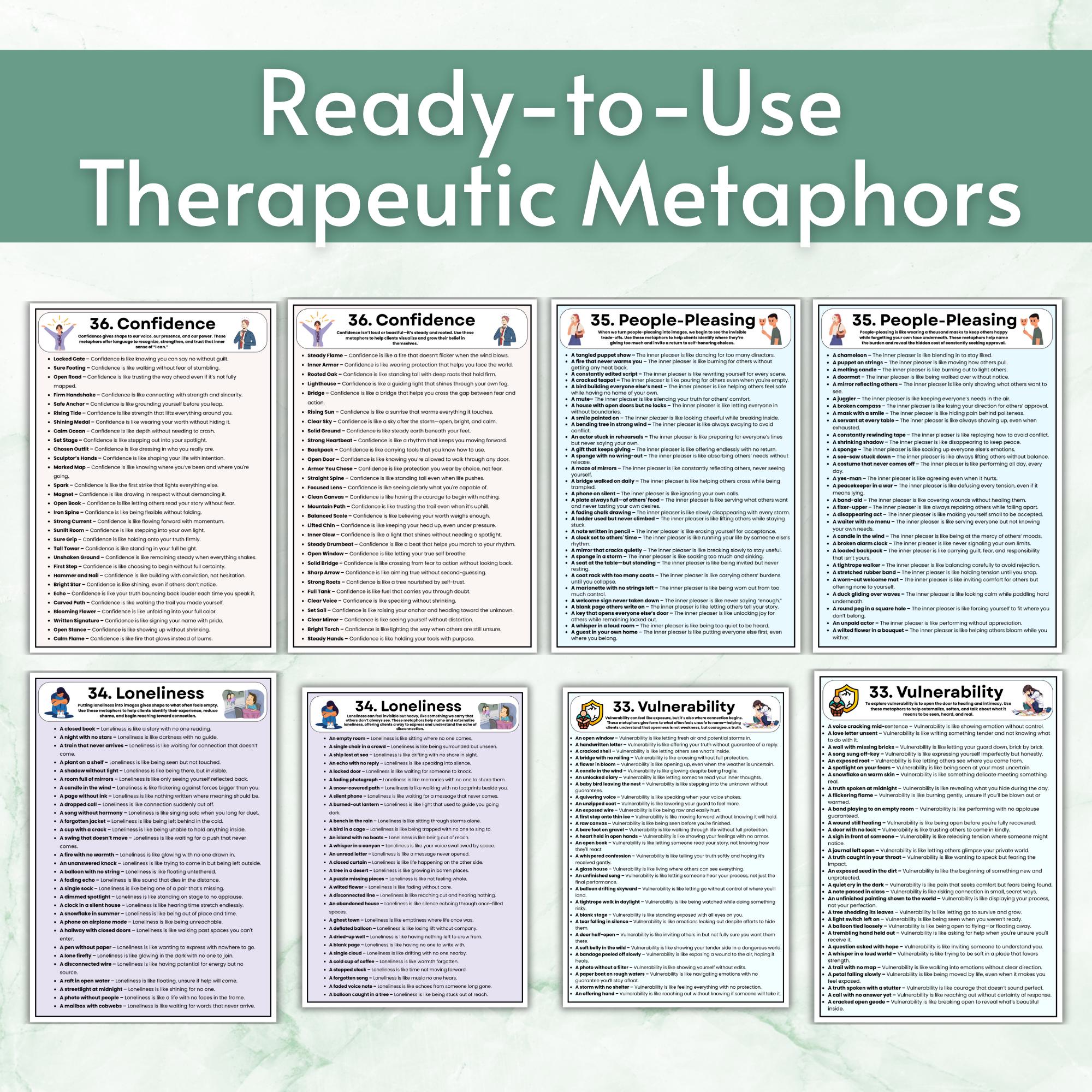 Therapy Metaphor Worksheet Bundle, Counseling & Psychology Activities ...
