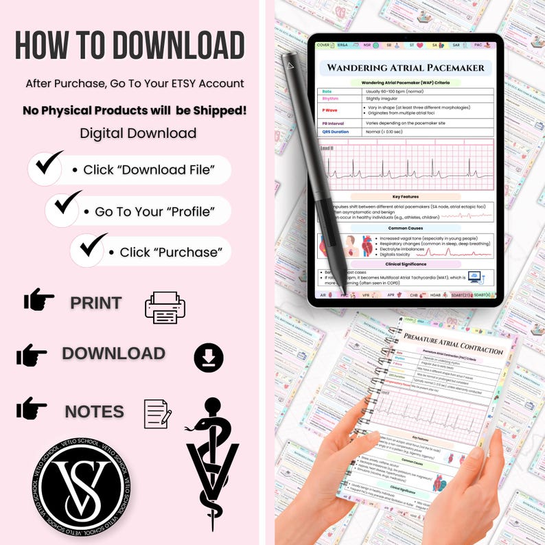ECG Rhythm & Arrhythmias Cheat Sheet: Nursing Study Guide (digital ...