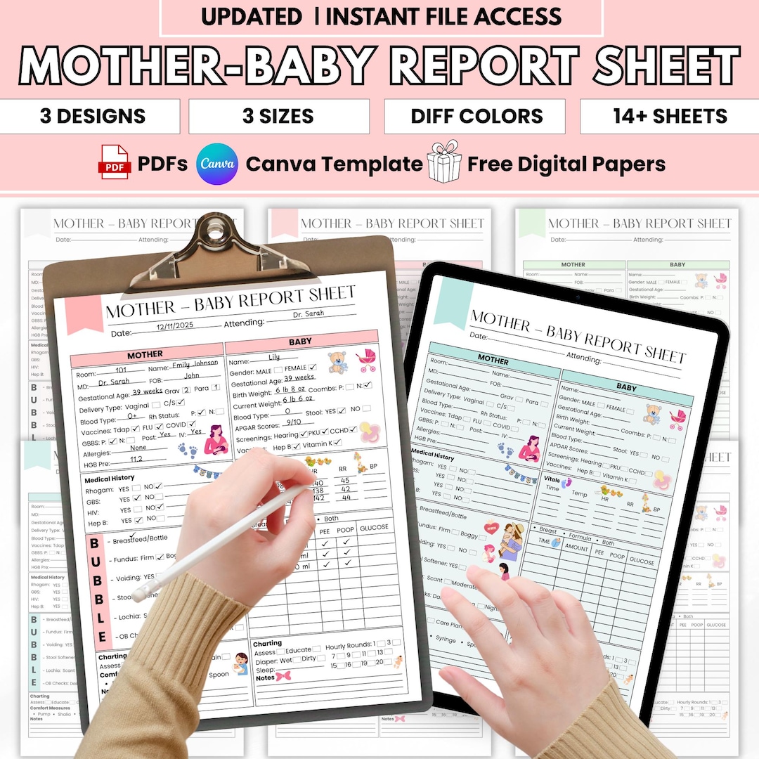 Editable Nursing Report Sheet | Mother Baby, Postpartum, Med-surg, L&D ...