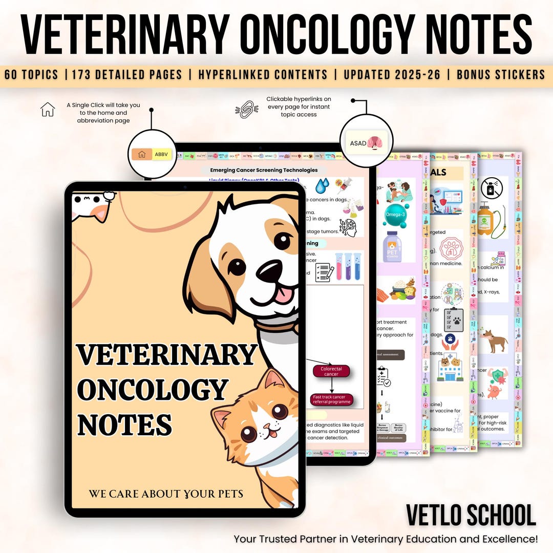 Veterinary Oncology Notes Bundle: Hyperlinked, Updated 2025-26 (instant ...