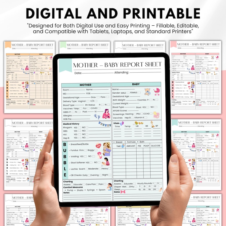 Editable Nursing Report Sheet | Mother Baby, Postpartum, Med-surg, L&D ...