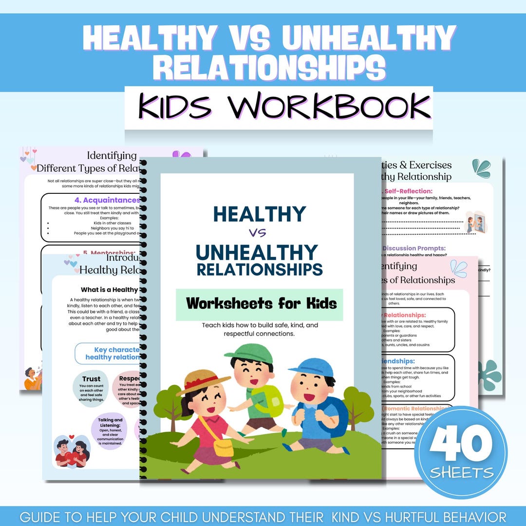 Healthy Vs Unhealthy Relationship Kids Workbook 40+ Sheets, Healthy Vs ...