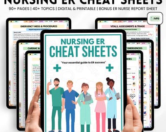ER Nursing Cheat Sheets, Medical Cheat Sheet, ER Nurse Help, Quick Reference Guide, Fast Facts ...