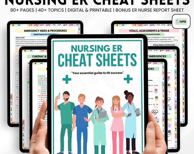 ER Nursing Cheat Sheets, Medical Cheat Sheet, ER Nurse Help, Quick ...
